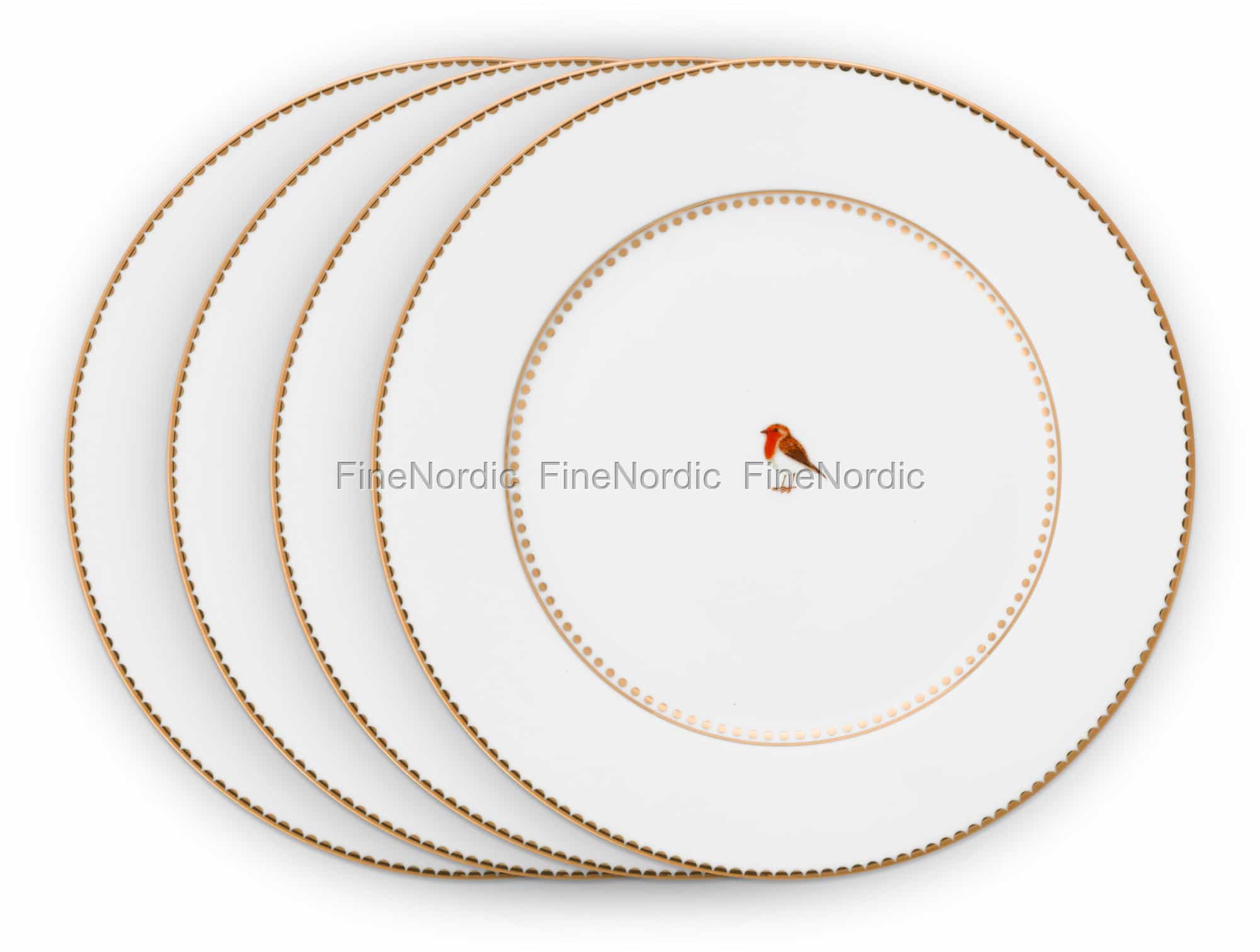 Pip Studio Tallrikar Love Birds White 21 cm Set med 4 i Presentlåda