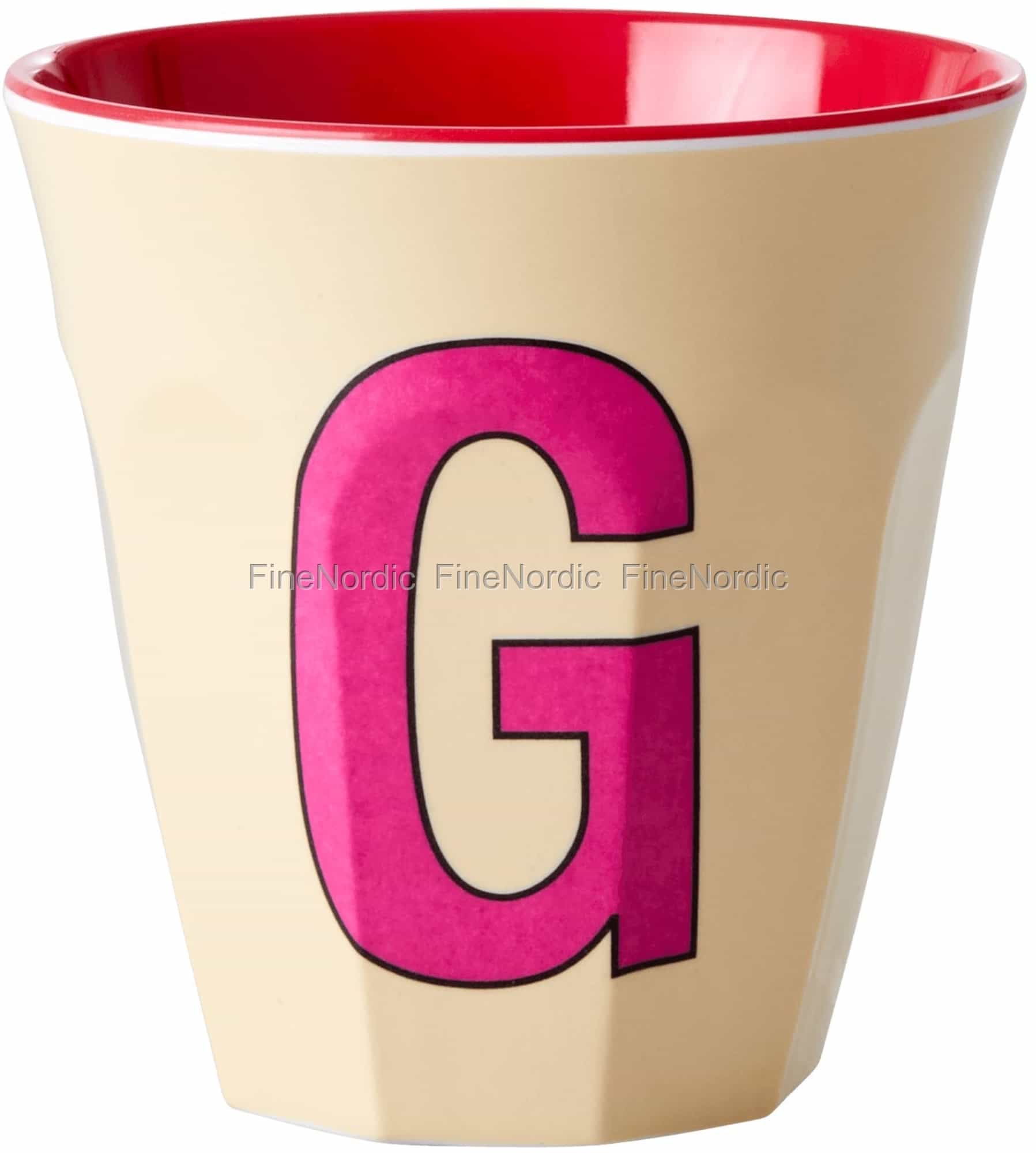 Rice Melamin Kopp med Bokstaven G - Kräm - Medium