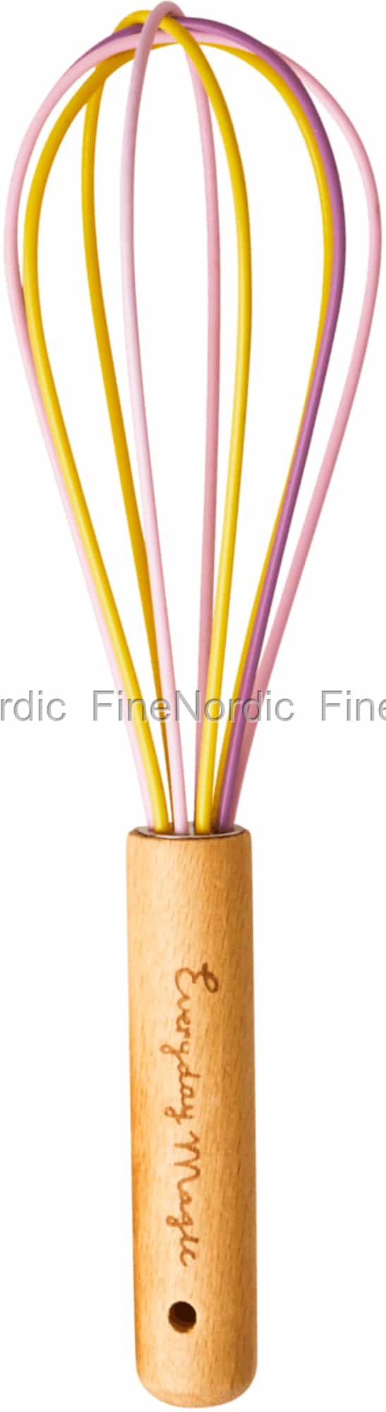 Rice Silikon Visp - Trähandtag - Liten - Rosa