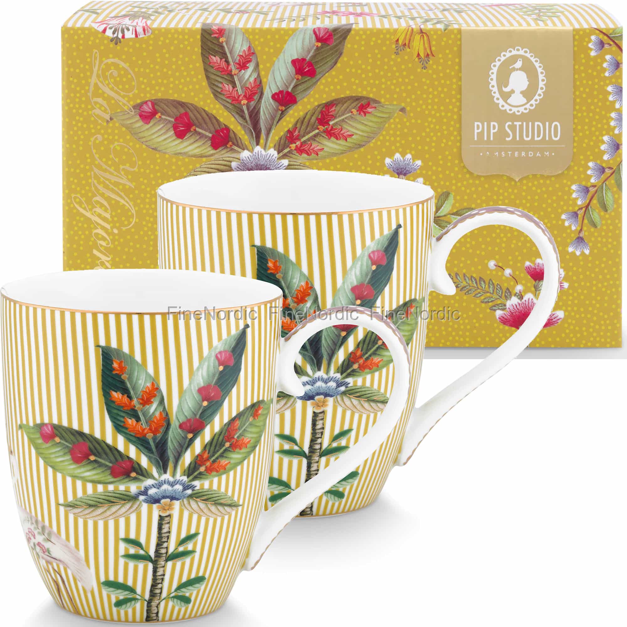 Pip Studio Muggar XL La Majorelle Gul Set med 2 i Presentlåda