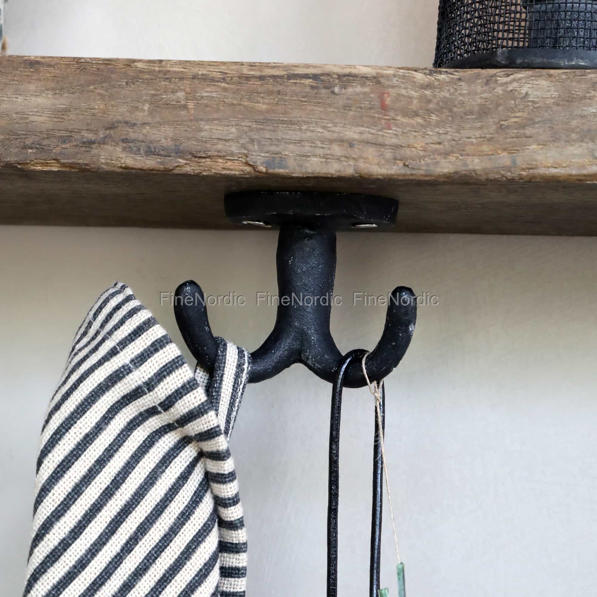 Chic Antique Krok med 2 Krokar Antik-Svart