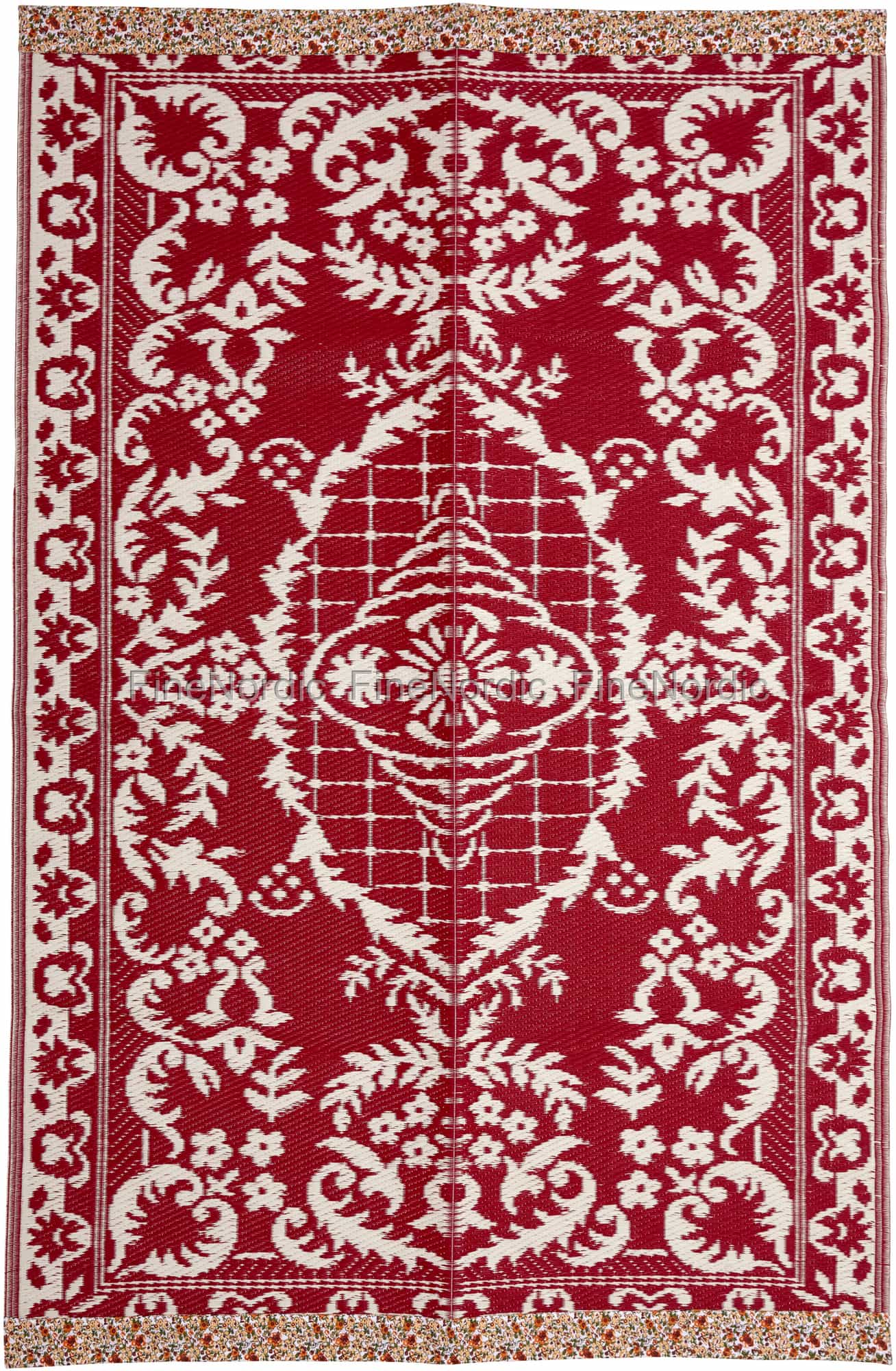 Rice Återvunnen Plast Matta - Röd - Blommor - 120 x 180 cm