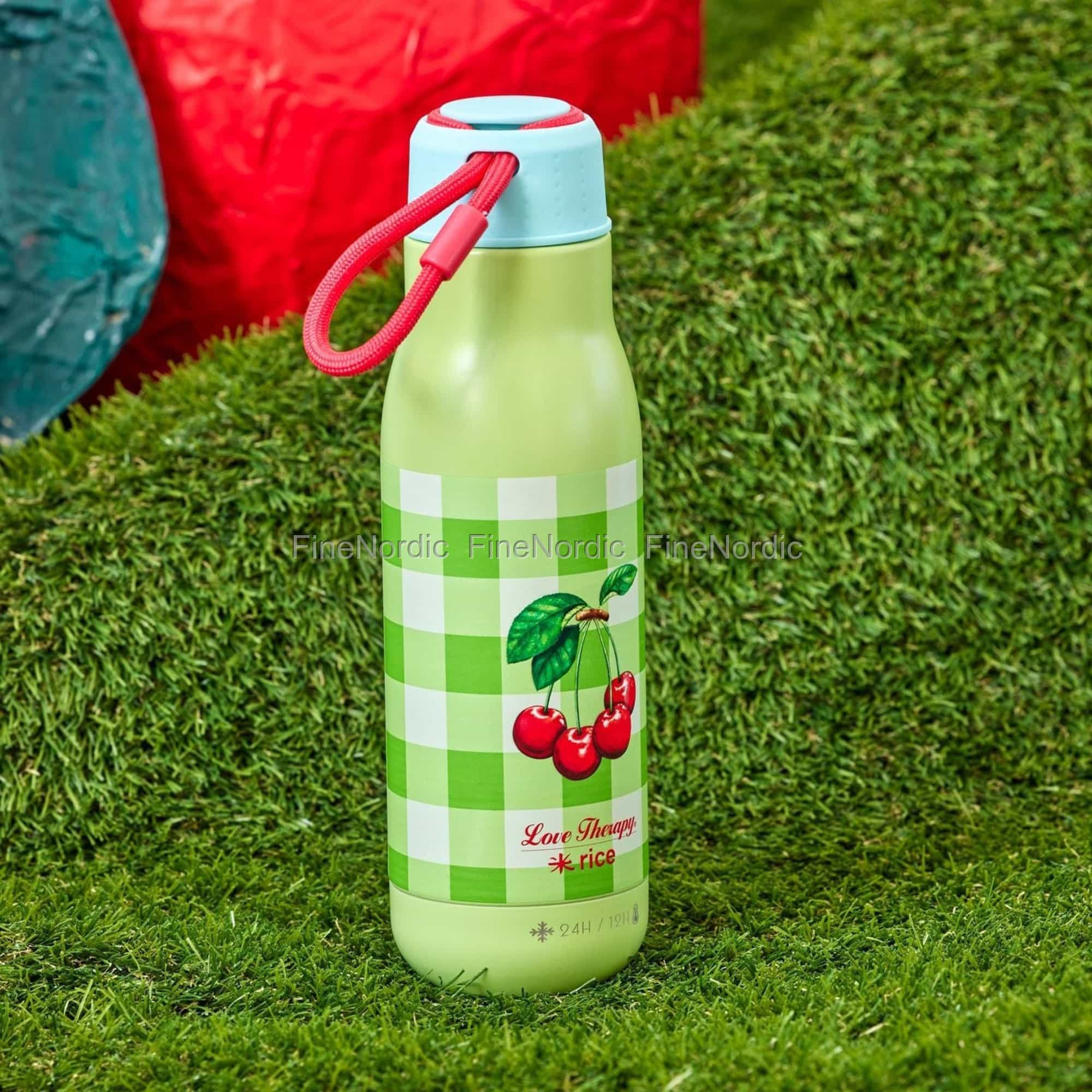 Rice Rostfritt stål Termosflaska - Grön - "Love Therapy Cherry" - 12 ...