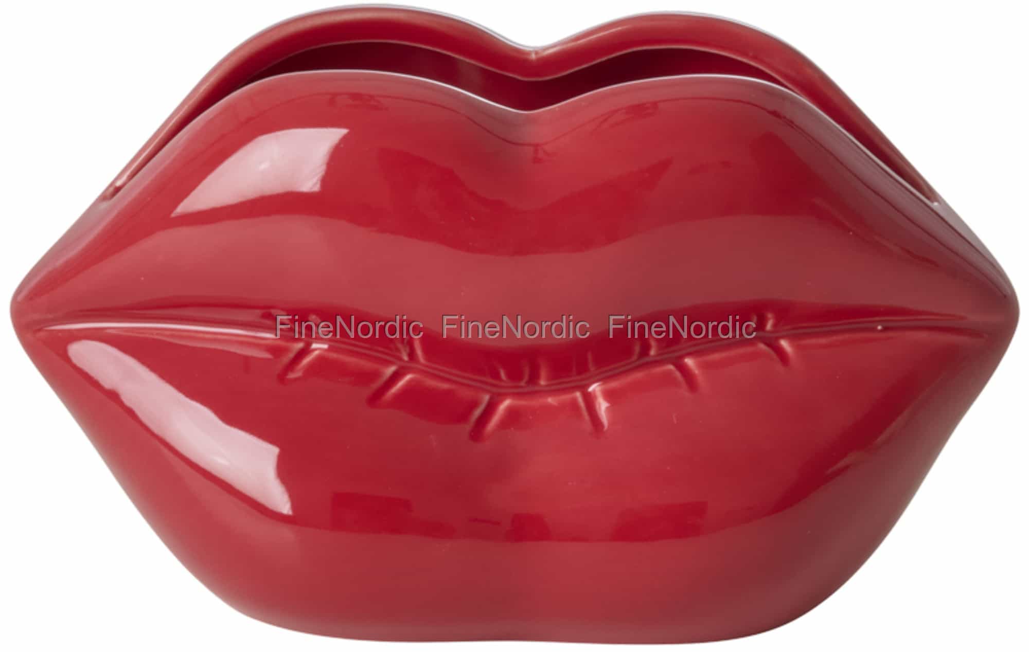 Rice Keramik Vas - Läppform - Röd