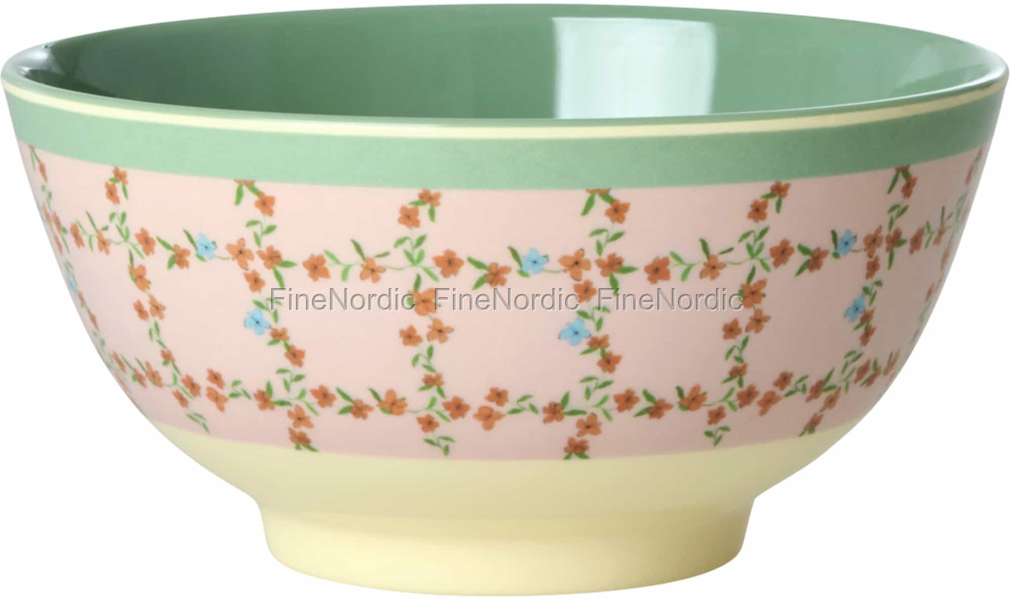 Rice Melamin Skål - "Checkered Stencil" - Rosa - Medium