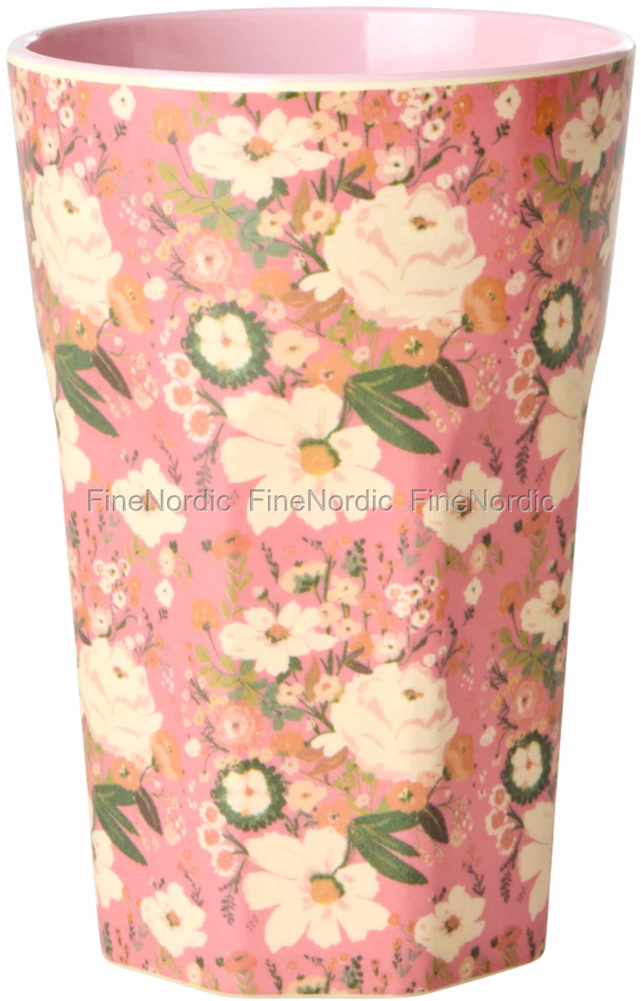 Rice Melamin Kopp - "Allison Flower" - Korall - Lång